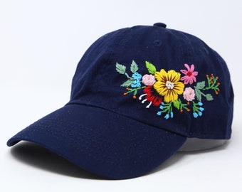 Hand Embroidered Wild Mix Flower Garden Cotton Baseball Hat - Etsy