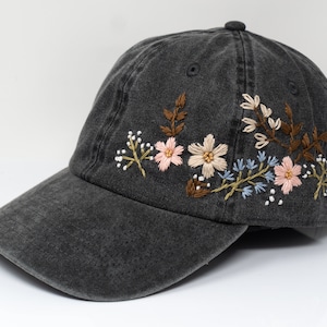 Hand Embroidered Floral Baseball Cap | 100% Cotton Hat | Botanical ...