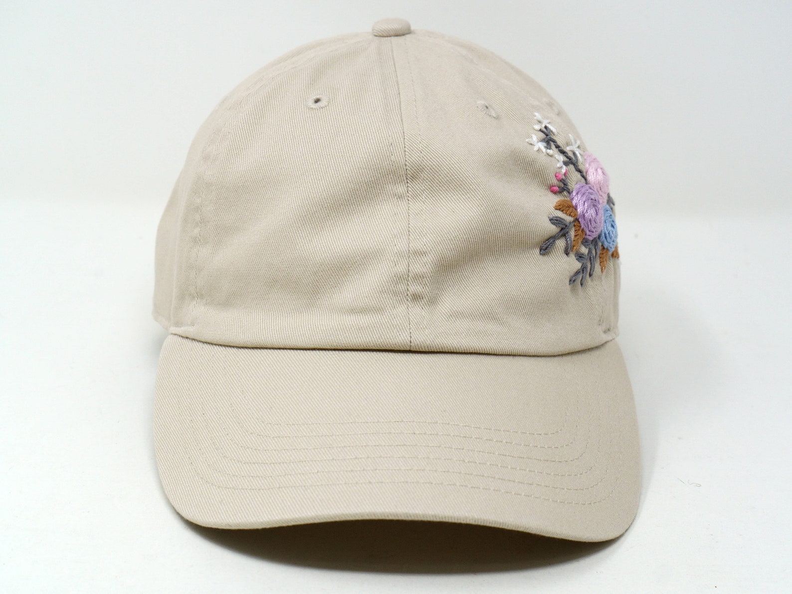 100% Cotton Baseball Cap Hand Embroidered Rose Flower Hat - Etsy