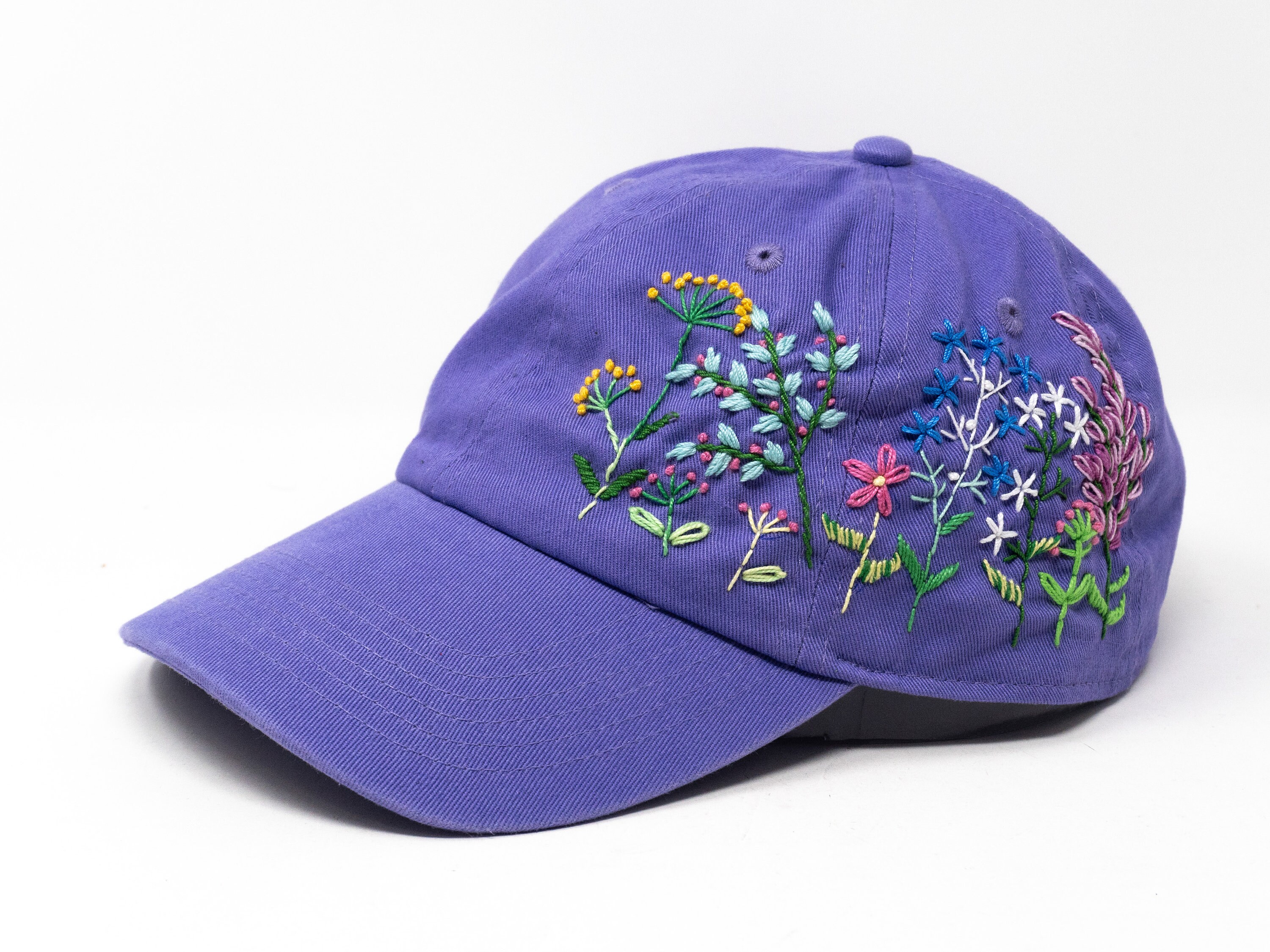 Hand Embroidered Flower Garden Cotton Baseball Cap Hand - Etsy