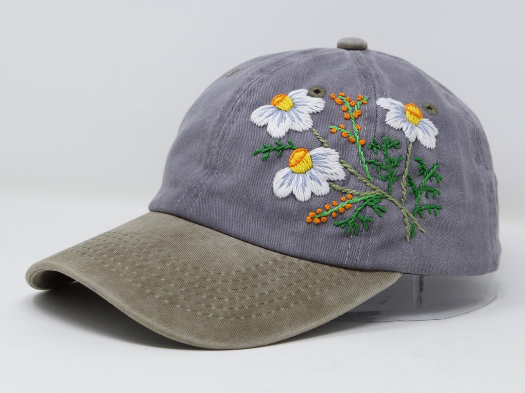 Hand Embroidered Daffodils Flower Hat Cap Wash Cotton - Etsy