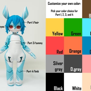 3D Printed BJD Furry Genshin Impact Melusine Inspired Doll 23cm 1/6 ...