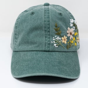 Hand Embroidered Floral Baseball Cap | 100% Cotton Hat | Botanical ...