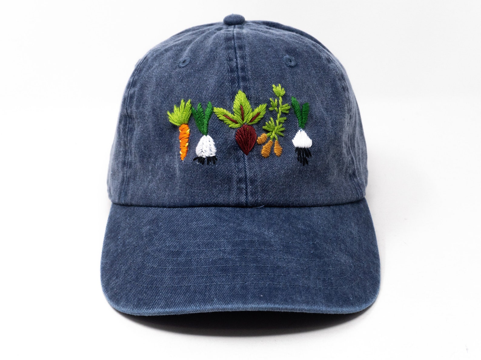Hand Embroidered Mixed Vegetable Vege Garden Baseball Hat, Curved Brim ...