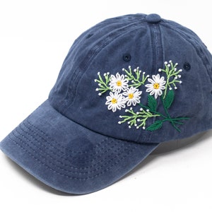 Wash Cotton Baseball Cap, Hand Embroidered Flower Hat, Mix Floral ...