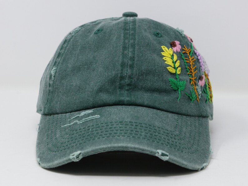 Hand Embroidered Wash Cotton Ripped Baseball Cap Hand - Etsy