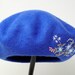 Handmade Hand Embroidered Blue Flower 100% Wool Beret Hat, Warm Winter ...