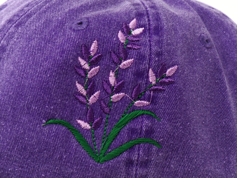 Lavender Embroidered Purple Blue Flower Baseball Cap Washed - Etsy