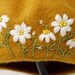 Handmade Hand Embroidered Mustard Yellow Beret Wild White Daisy Flower ...