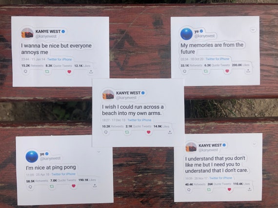 5 Kiss Cut Stickers Kanye West : 5 Funny Tweets Pack 3 - Etsy