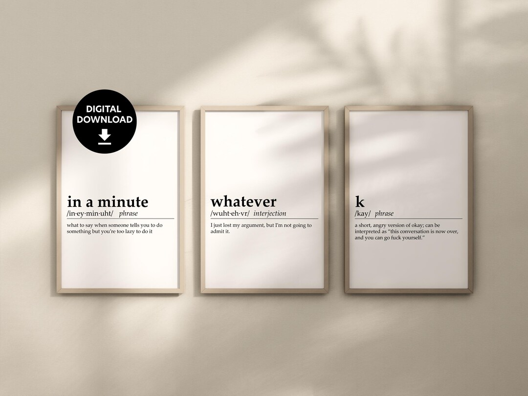Teen Slang Definition Prints, Funny Teenager Room Wall Art (digital ...