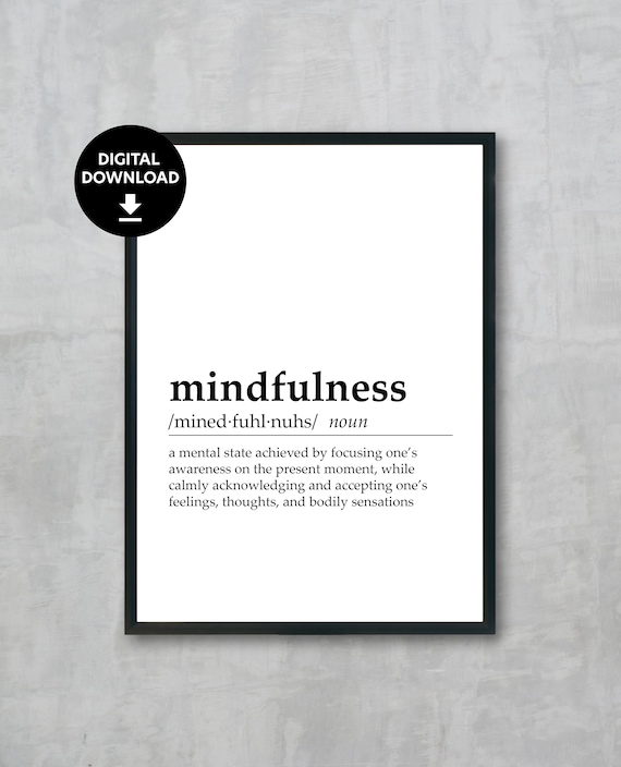 DIGITAL DOWNLOAD Mindfulness Definition Poster Decor - Etsy