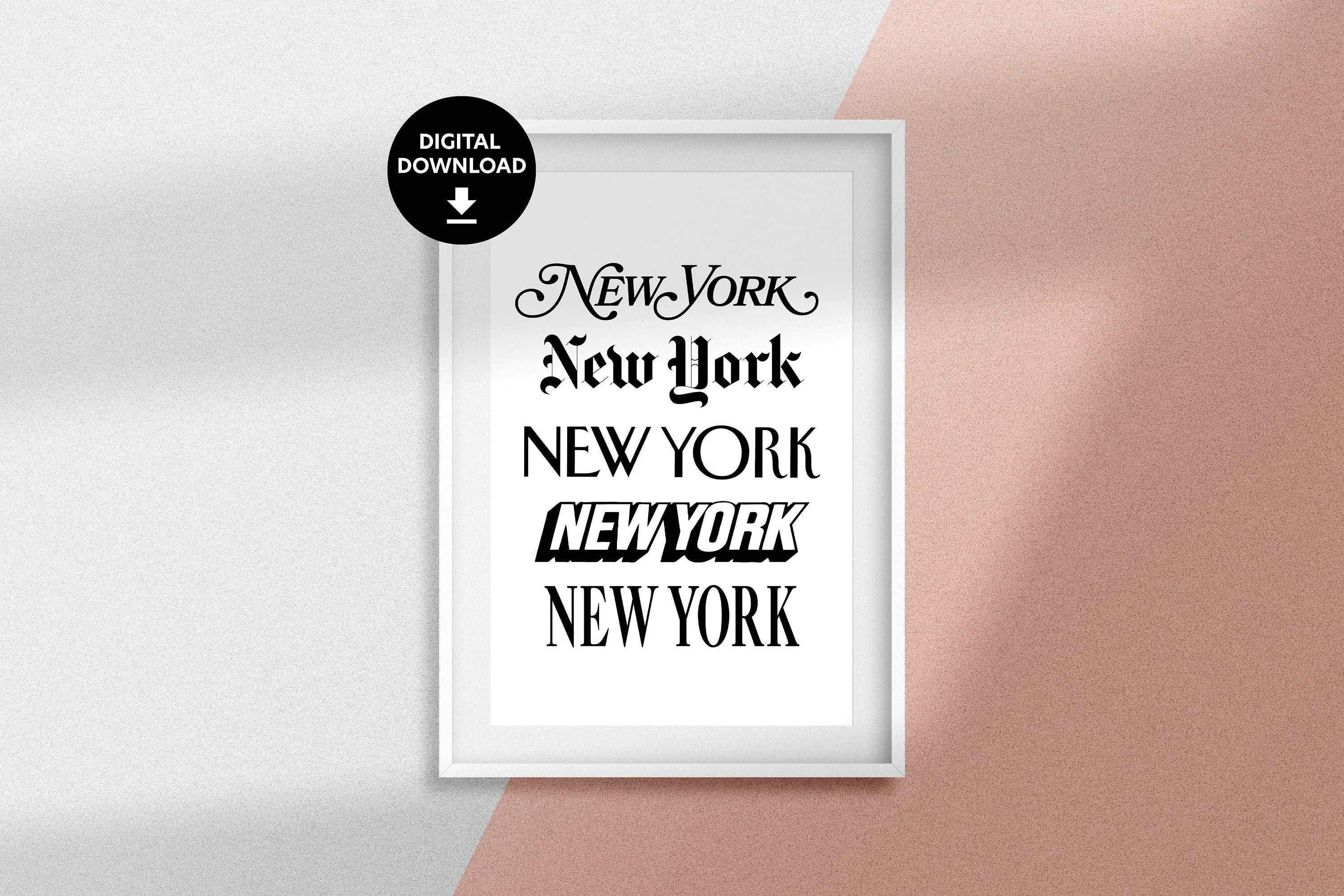 New York Font Art Print, Minimalist NYC Home Decor (digital Download ...