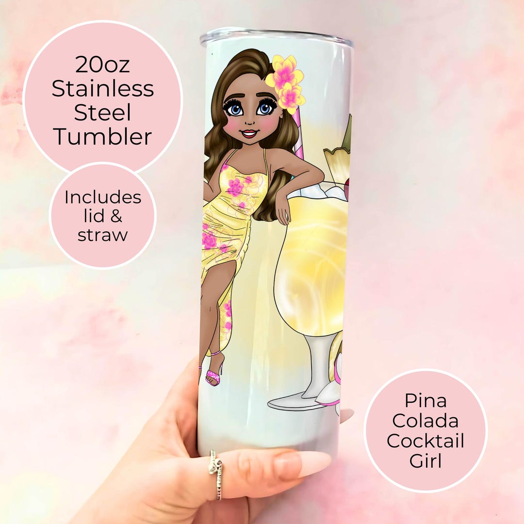 20oz Pina Colada Stainless Steel Tumbler, Hot or Cold Tumbler Gift for ...