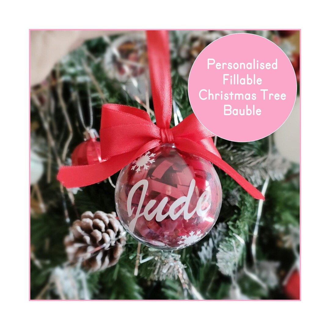 Personalised Fillable Christmas Bauble, Baby's First Christmas Tree ...