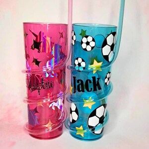 Personalized Crazy Straw Cup Tumbler Coloured Straw Wrapped Around Cup ...