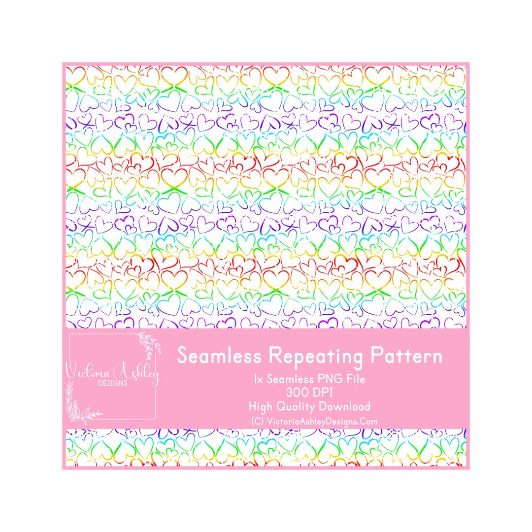 Seamless Rainbow Heart Pattern Digital Download Pride LGBTQ Inspired ...