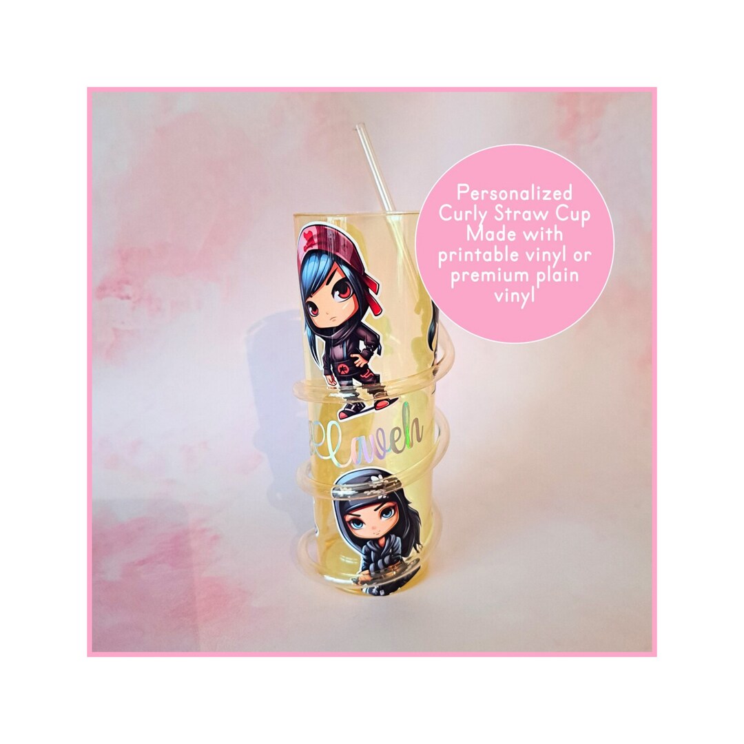 Personalized Crazy Straw Cup Tumbler Coloured Straw Wrapped Around Cup ...