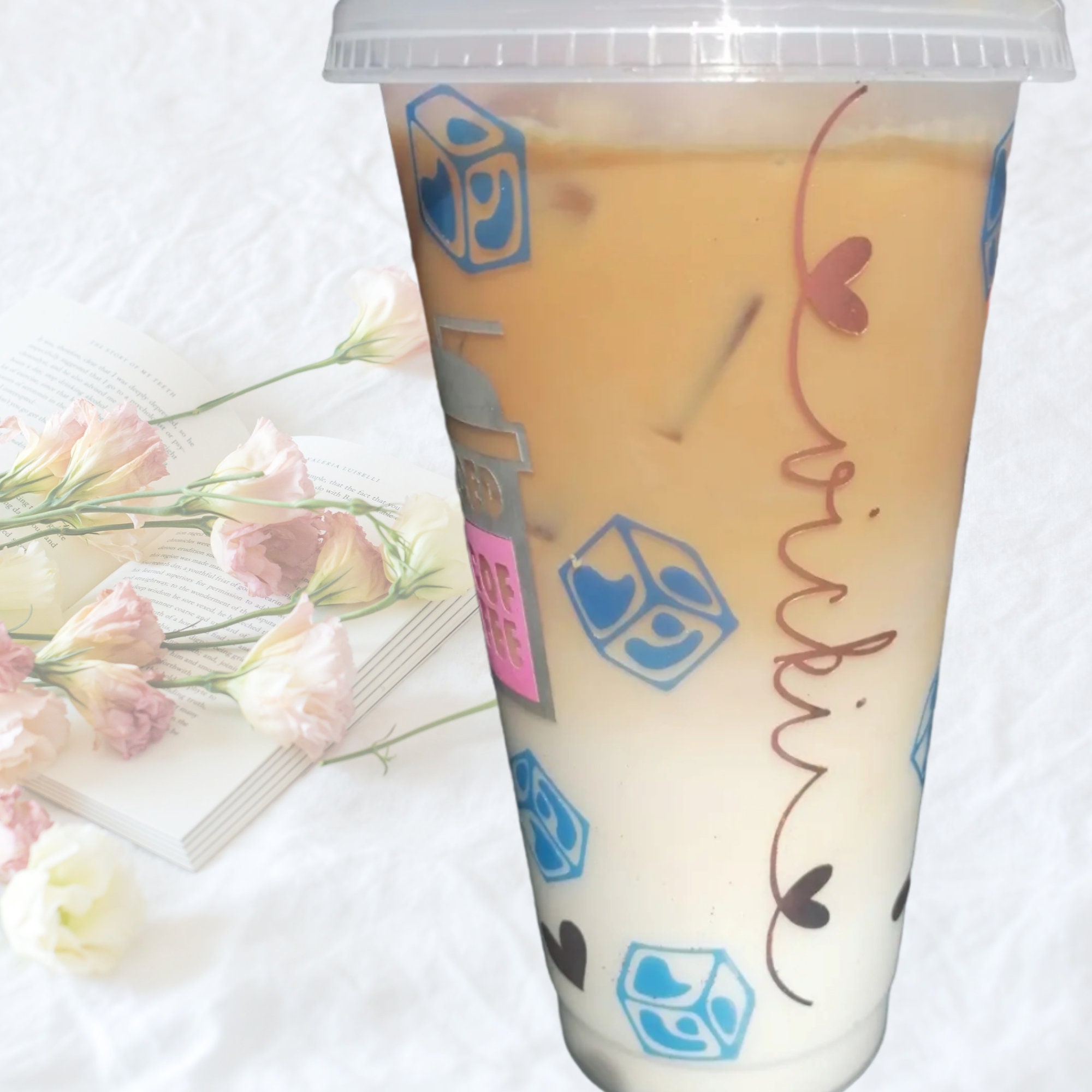 A Personalised 24oz Cold Cup With Iced Latte and Colour - Etsy UK