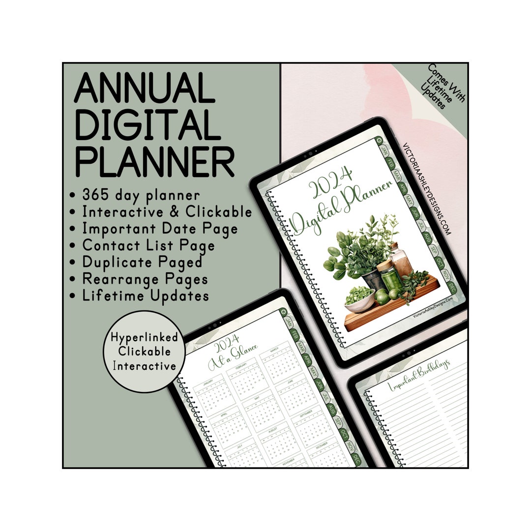 Eucalyptus Themed Dated Downloadable Planner, Digital Planner for iPad ...