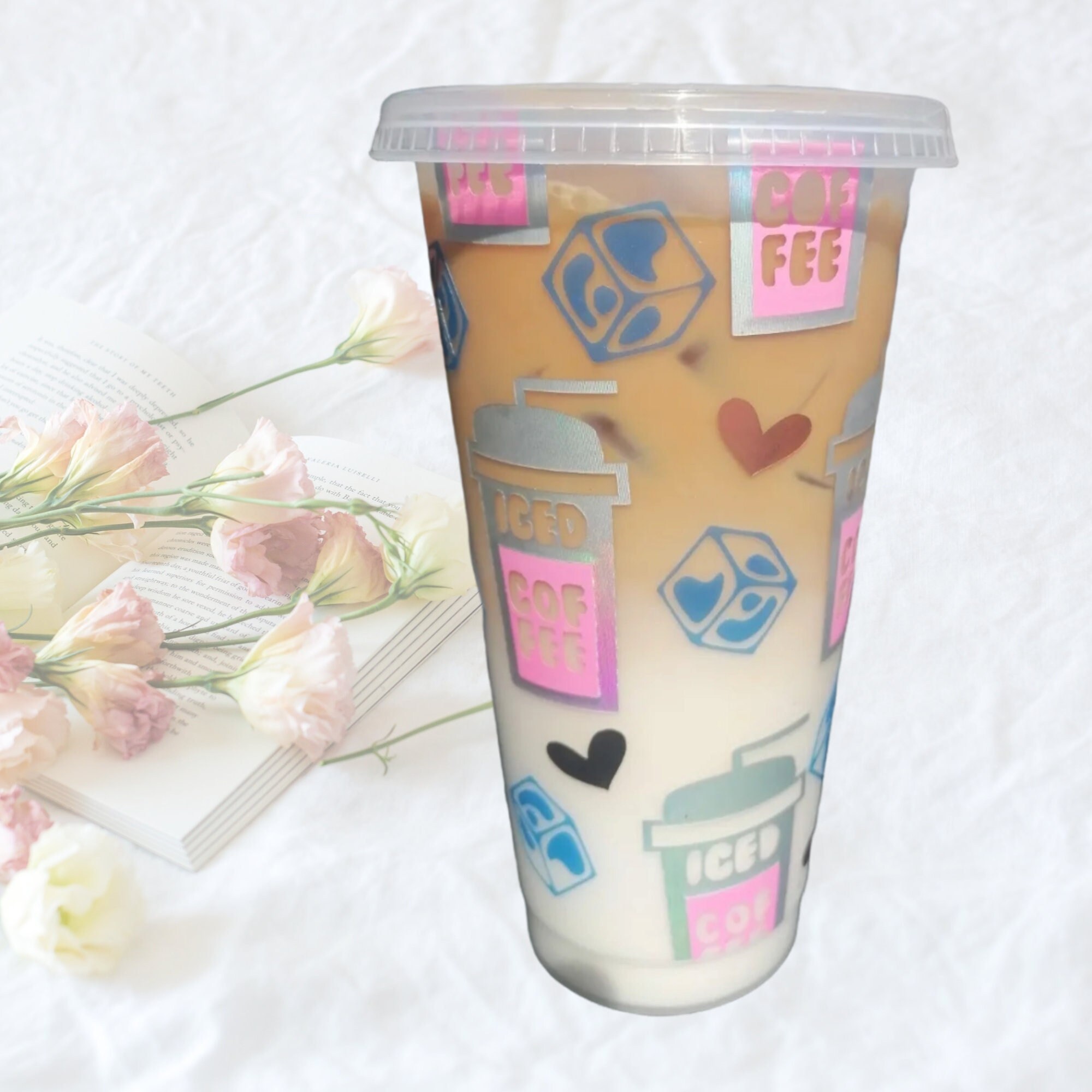 A Personalised 24oz Cold Cup With Iced Latte and Colour - Etsy UK