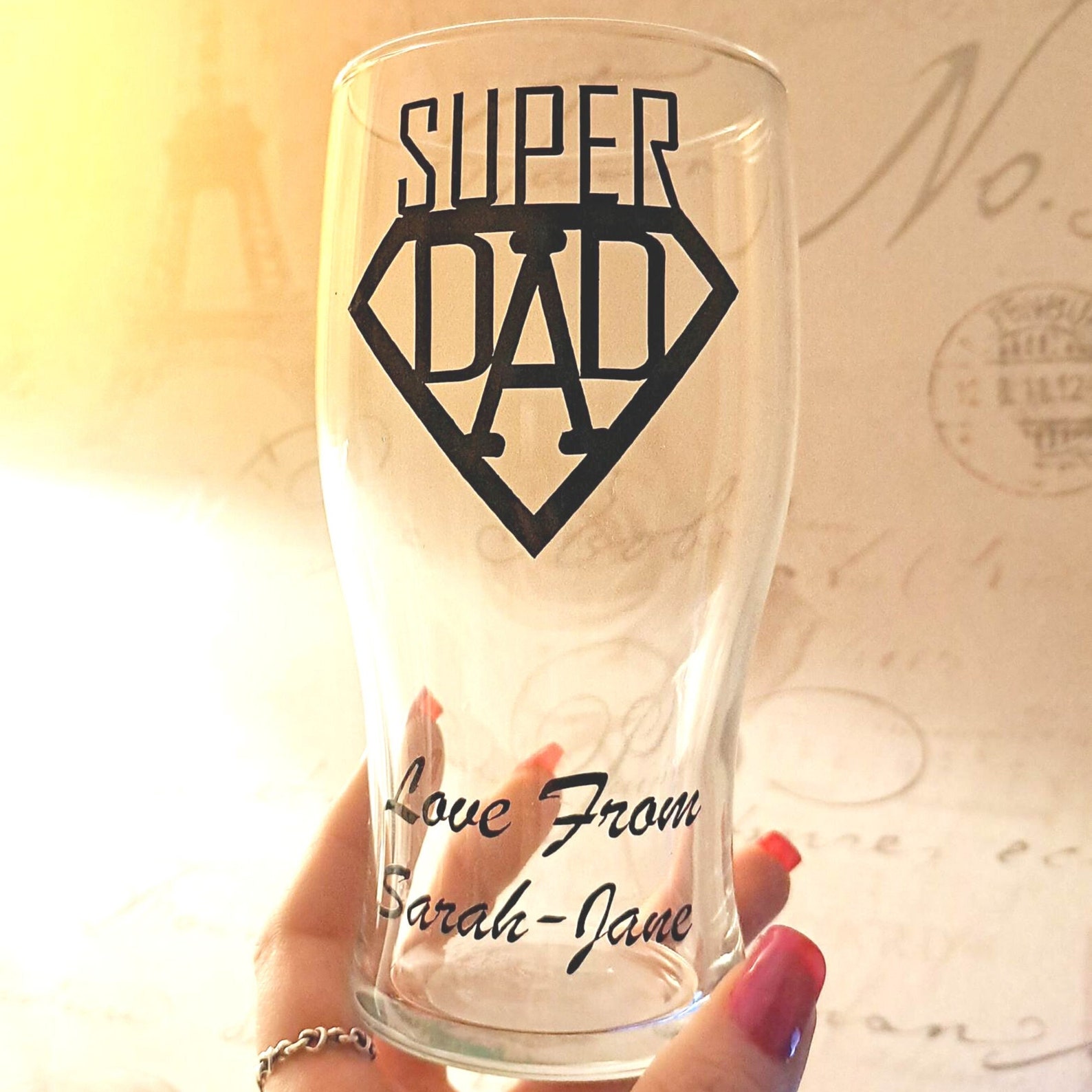 Super Dad Pint Glass Gift for Father Day Personalised Pint - Etsy UK