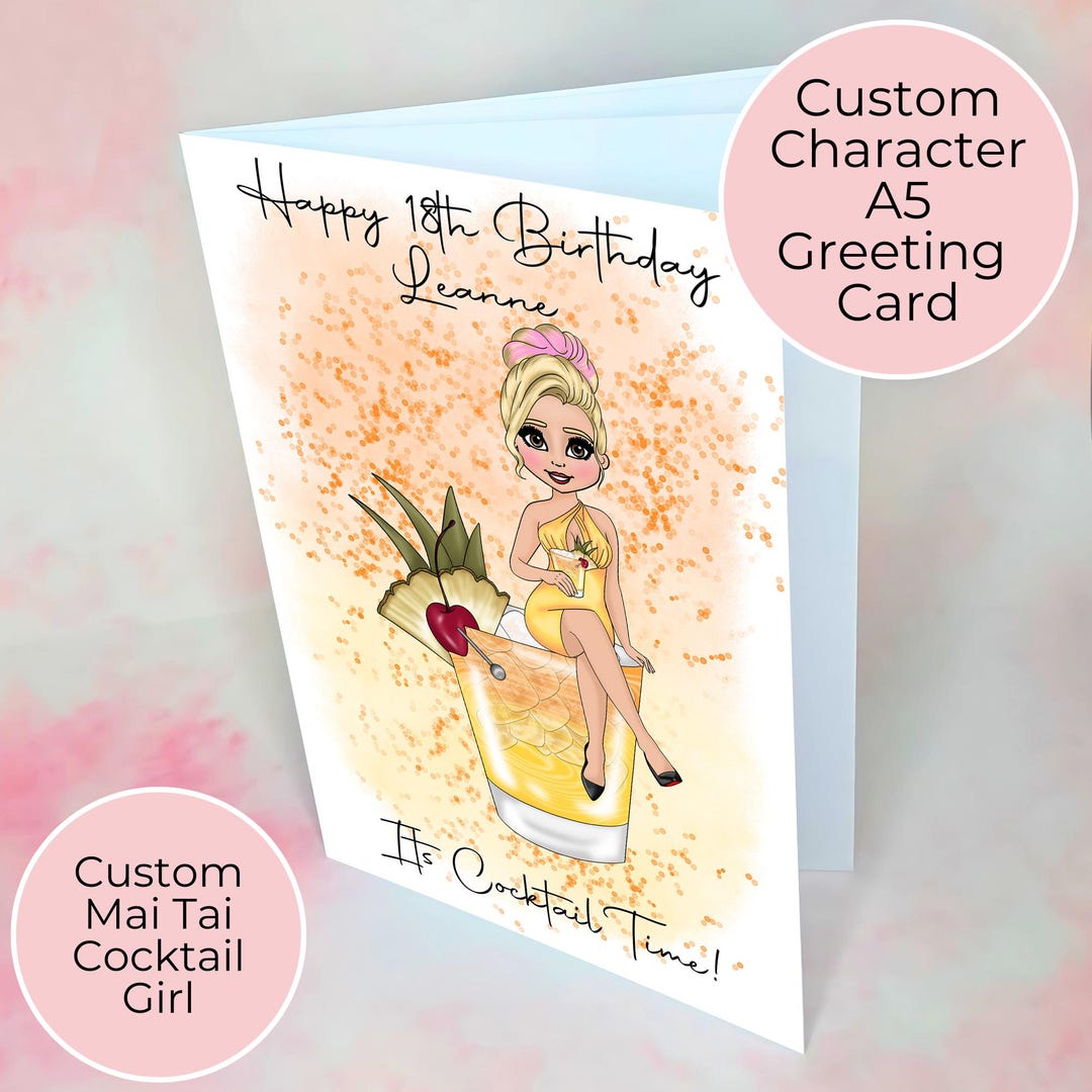 Personalised Mai Tai Cocktail Themed Birthday Card, A5 Greeting Card ...