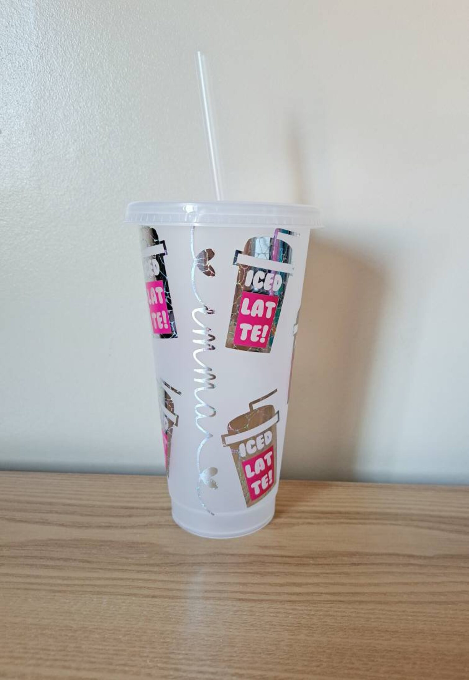 A Personalised 24oz Cold Cup With Iced Latte and Colour - Etsy UK