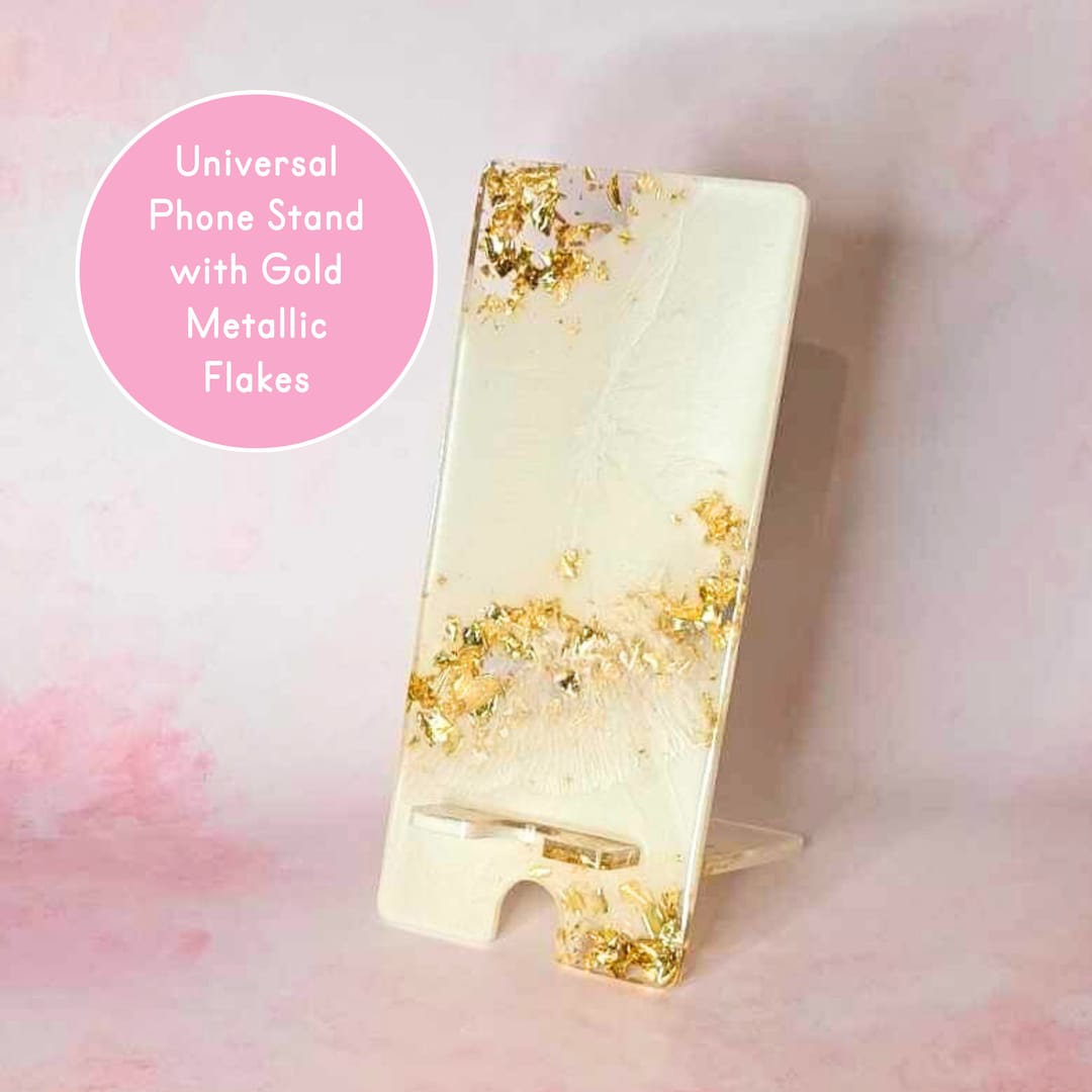 White Phone Stand With Metallic Flakes, Universal Phone Stand for Desk ...