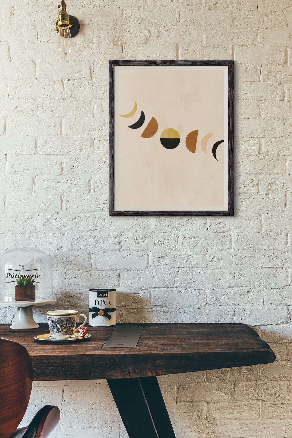 Boho Wall Art Moon Phases Wall Art Celestial Art Print Etsy