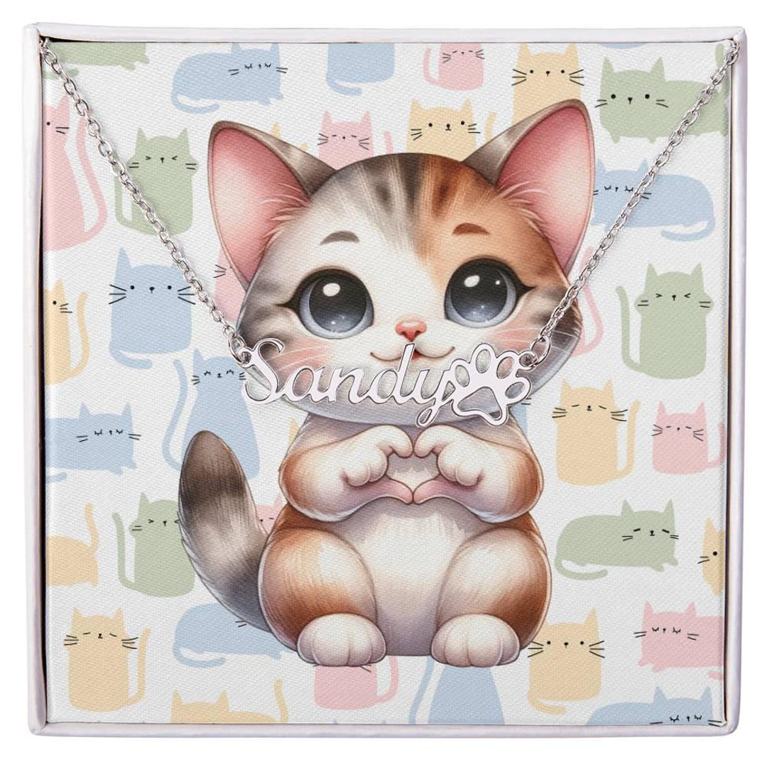 Personalized Manx Cat Necklace With Name & Paw Print, Mental Health ...