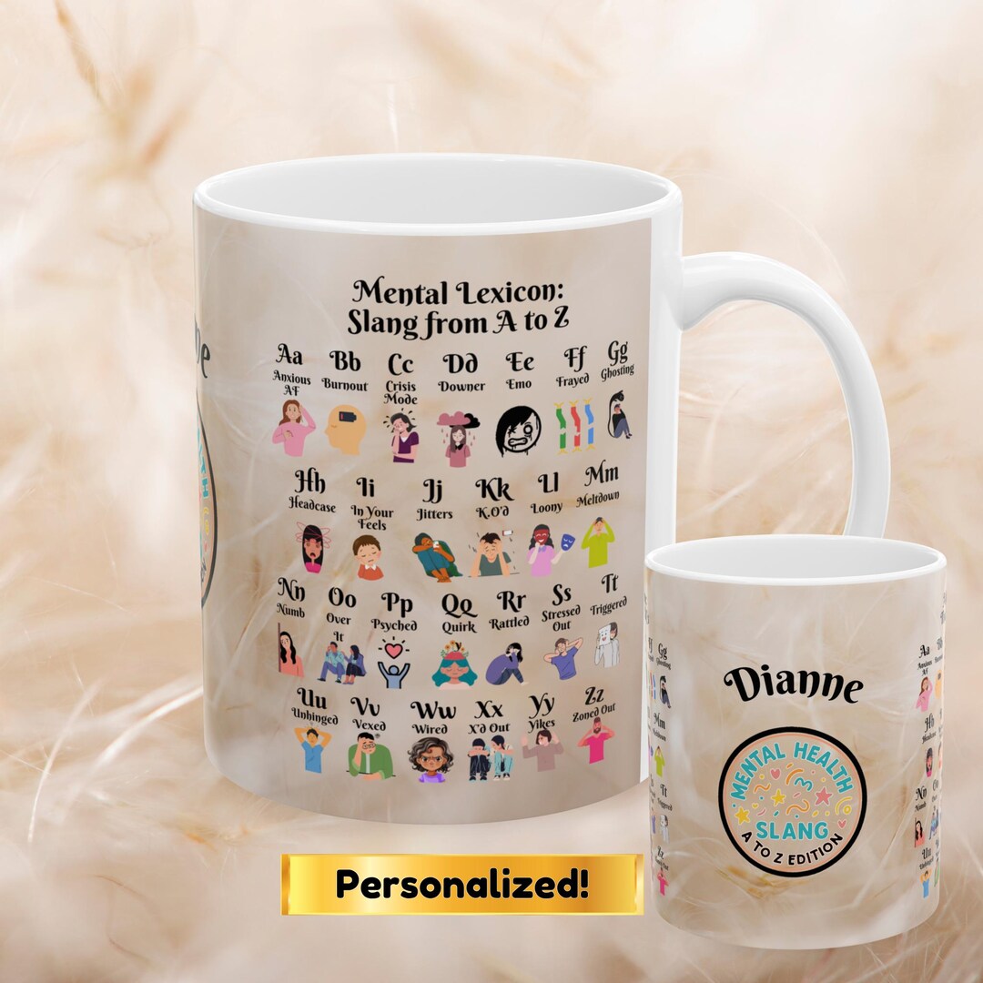 Mental Lexicon Slang A-Z Mug - Personalized Therapy Coffee Mug ...