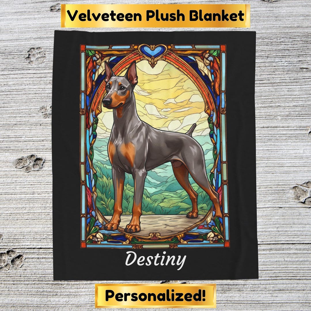 Doberman Pinscher Fawn Isabella & Rust - Velveteen Plush Stained Glass ...