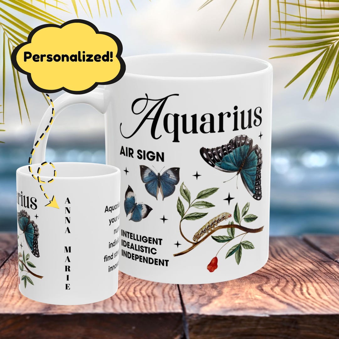 Aquarius Personalized Zodiac Mug, Gift for Aquarius, Horoscope Gift ...