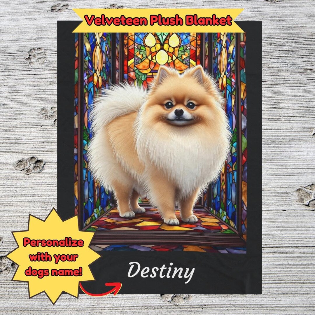 Pomeranian (cream Sable) Personalized Velveteen Plush Blanket, Pet ...
