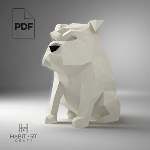 3d Bulldog Paper Craft Pdf Pattern, 3d Dog Model Template Papercrafts ...