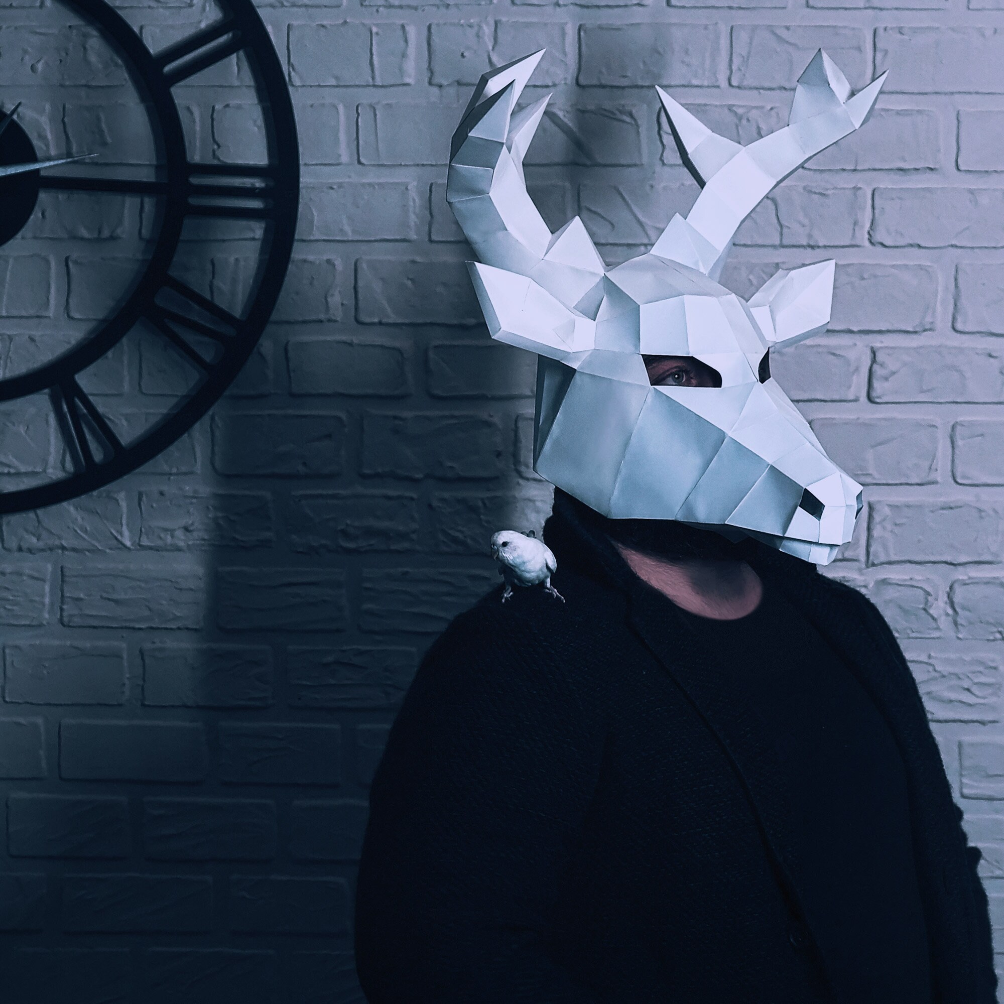 3d Deer Head Mask Pdf Pattern With Mask Holder Papercraft , 3d Stag ...