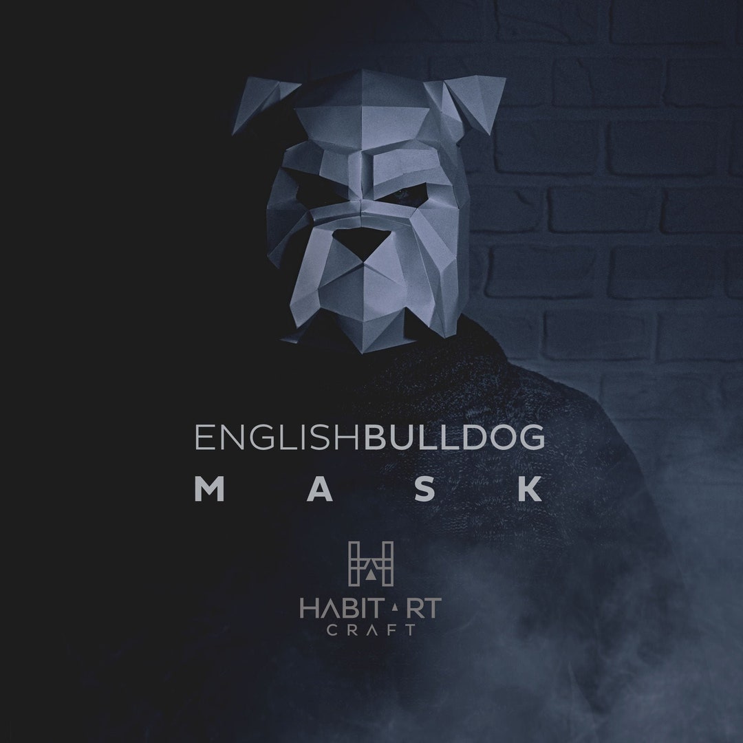 3d Bulldog Mask Template With Mask Holder. 3d Dog Mask Papercraft, DIY ...