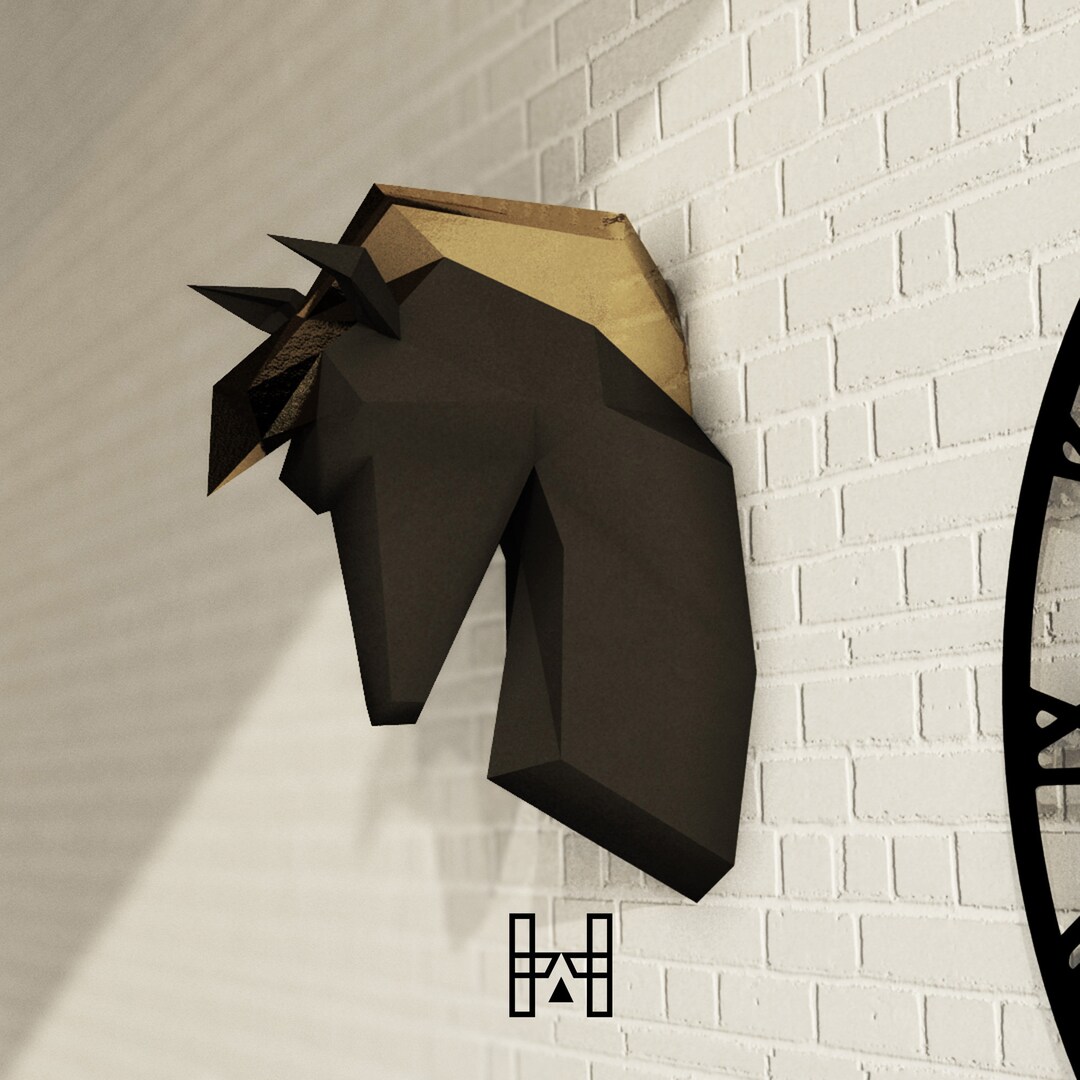 3d Chess Horse Papercraft, Wall Horse Pawn Model Template. DIY Low Poly ...