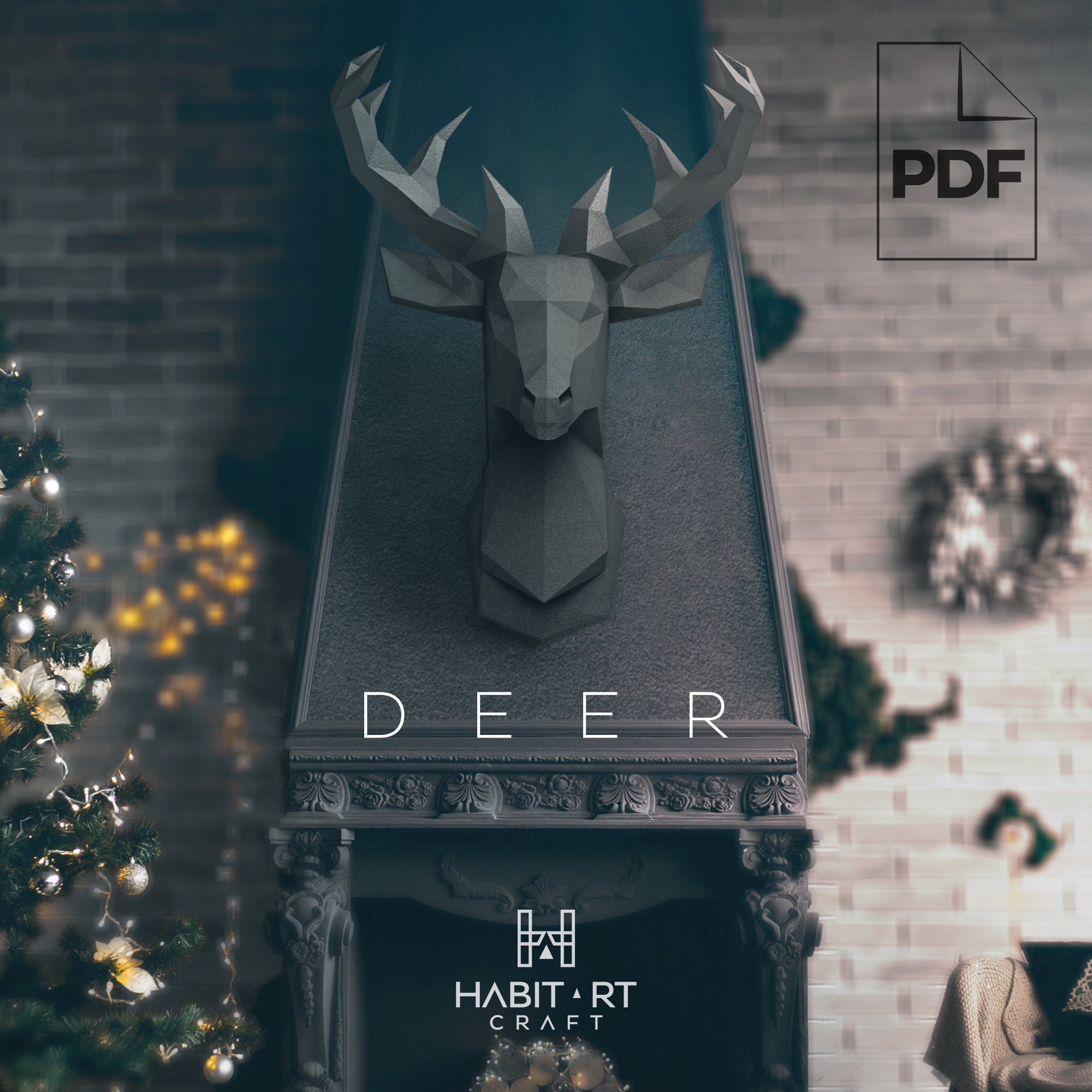 3d Deer With Hat Papercraft Model Template, Big Pack 3d Reindeer DIY ...