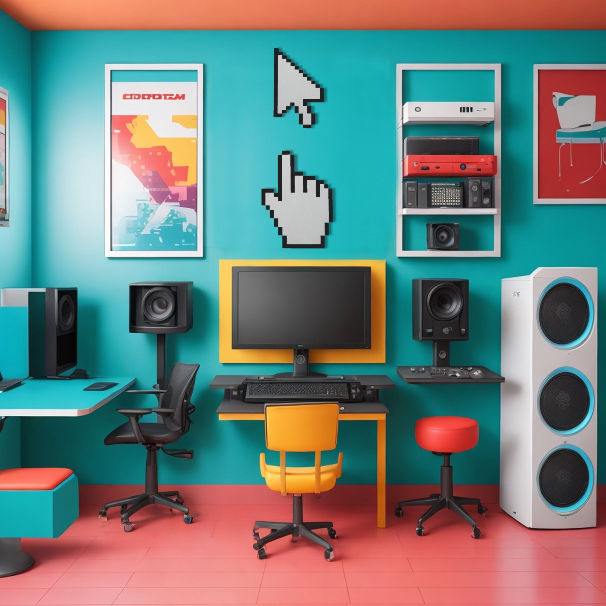 3d Pixel retro mouse cursor papercraft decoração de parede .pdf .svg ...