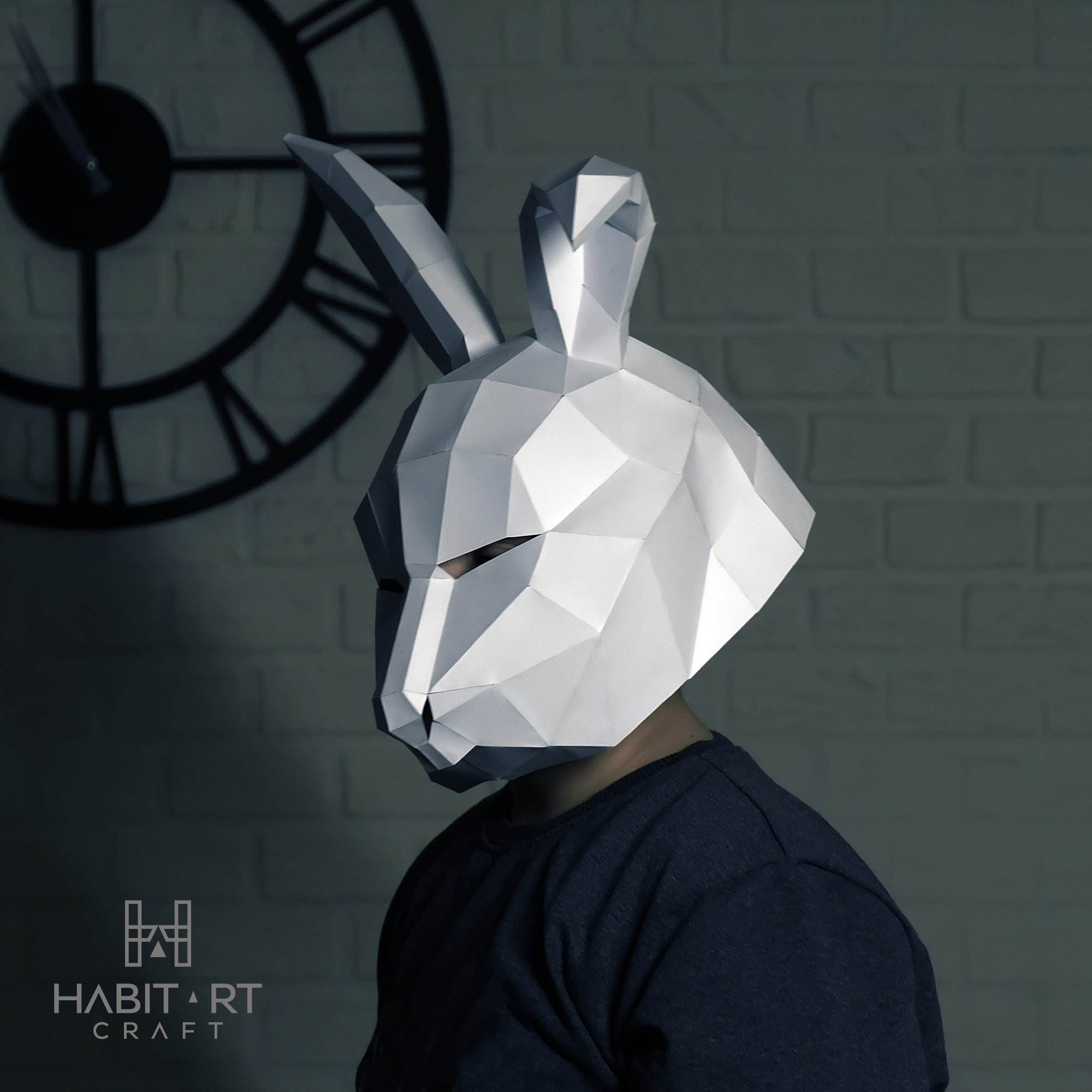 Bunny Easy 3d Mask Papercraft Pattern, Polygonal Rabbit Mask for Easter ...