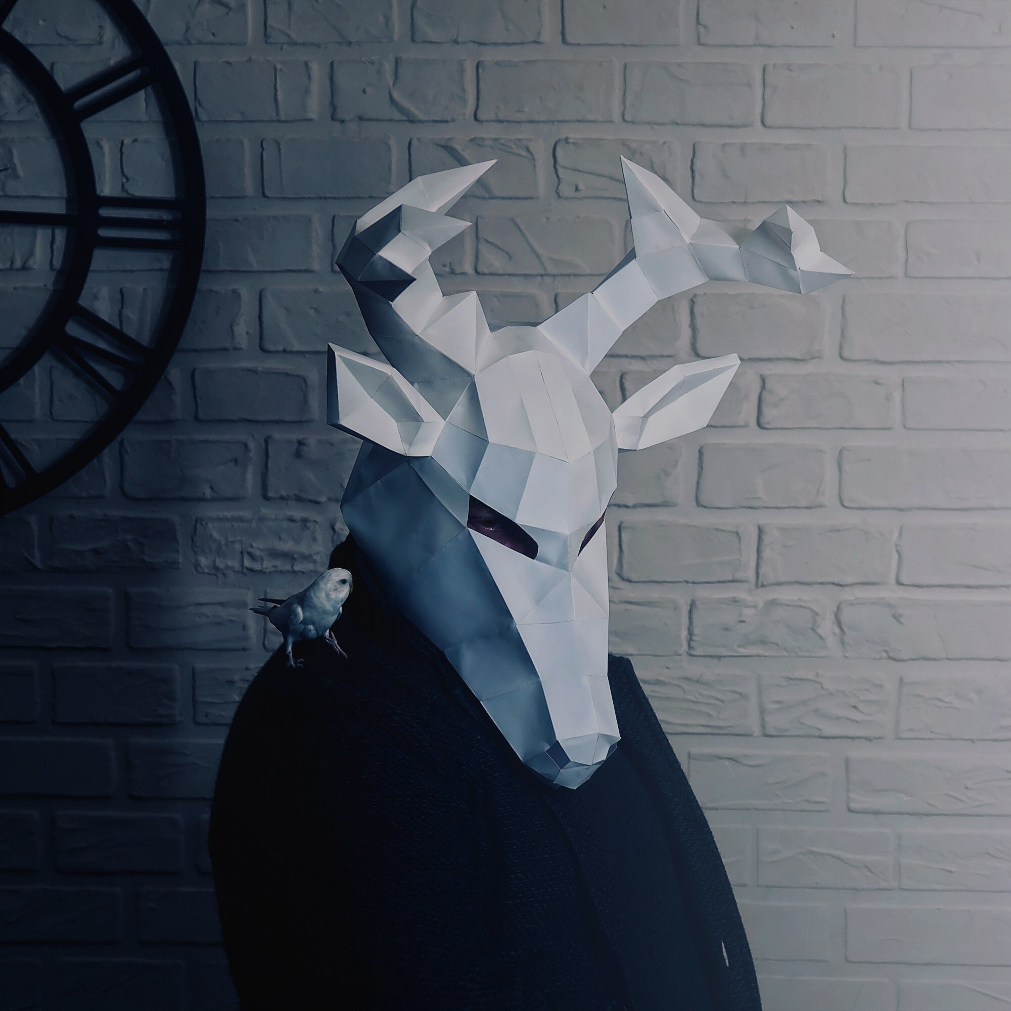 3d Deer Head Mask Pdf Pattern With Mask Holder Papercraft , 3d Stag ...