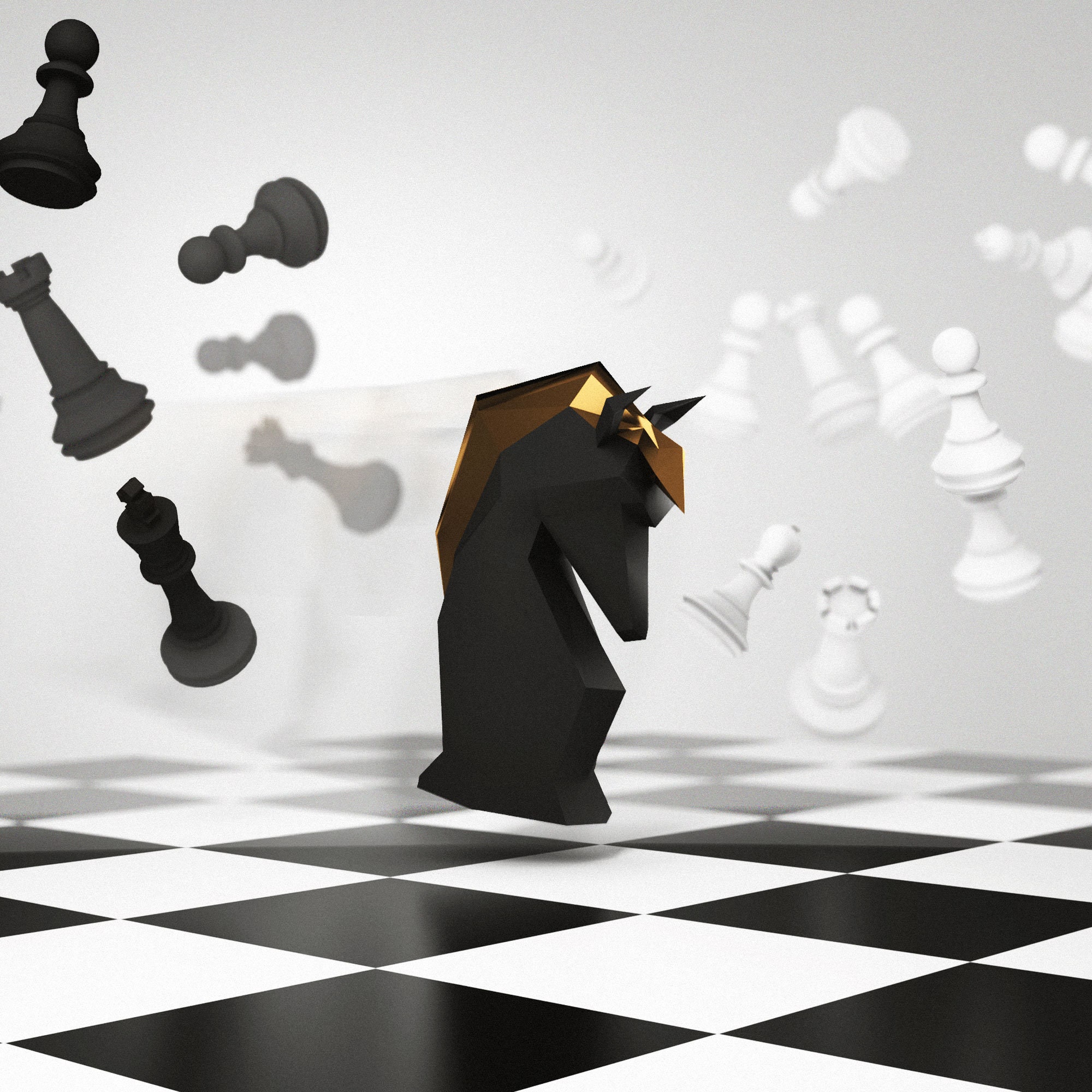 3d Chess Horse Papercraft Floor Decor. Easy Paper Craft 3d Sculpture ...