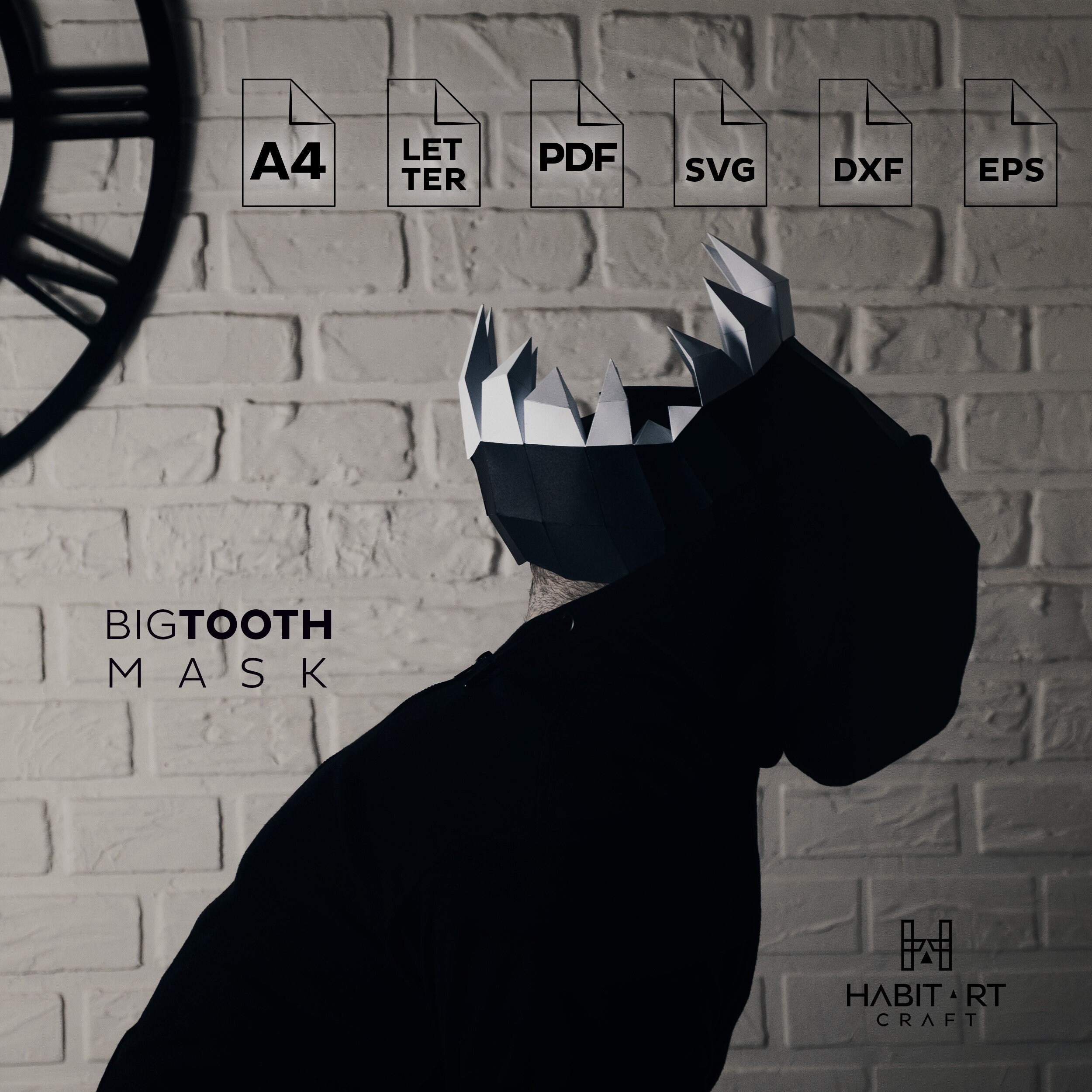 3d Big Tooth Face Mask Papercraft Pattern, Halloween 3d Masks for ...