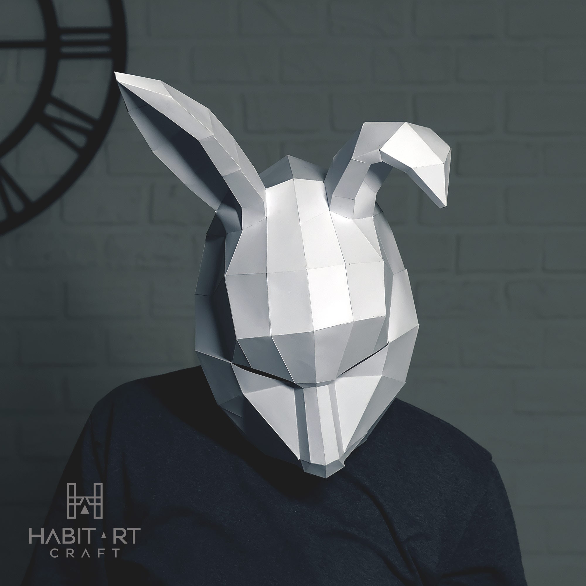 Bunny Easy 3d Mask Papercraft Pattern, Polygonal Rabbit Mask for Easter ...