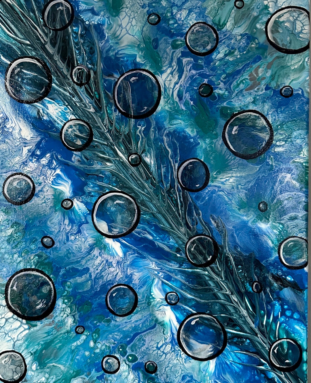 3D Blue and Green Bubbles - Etsy