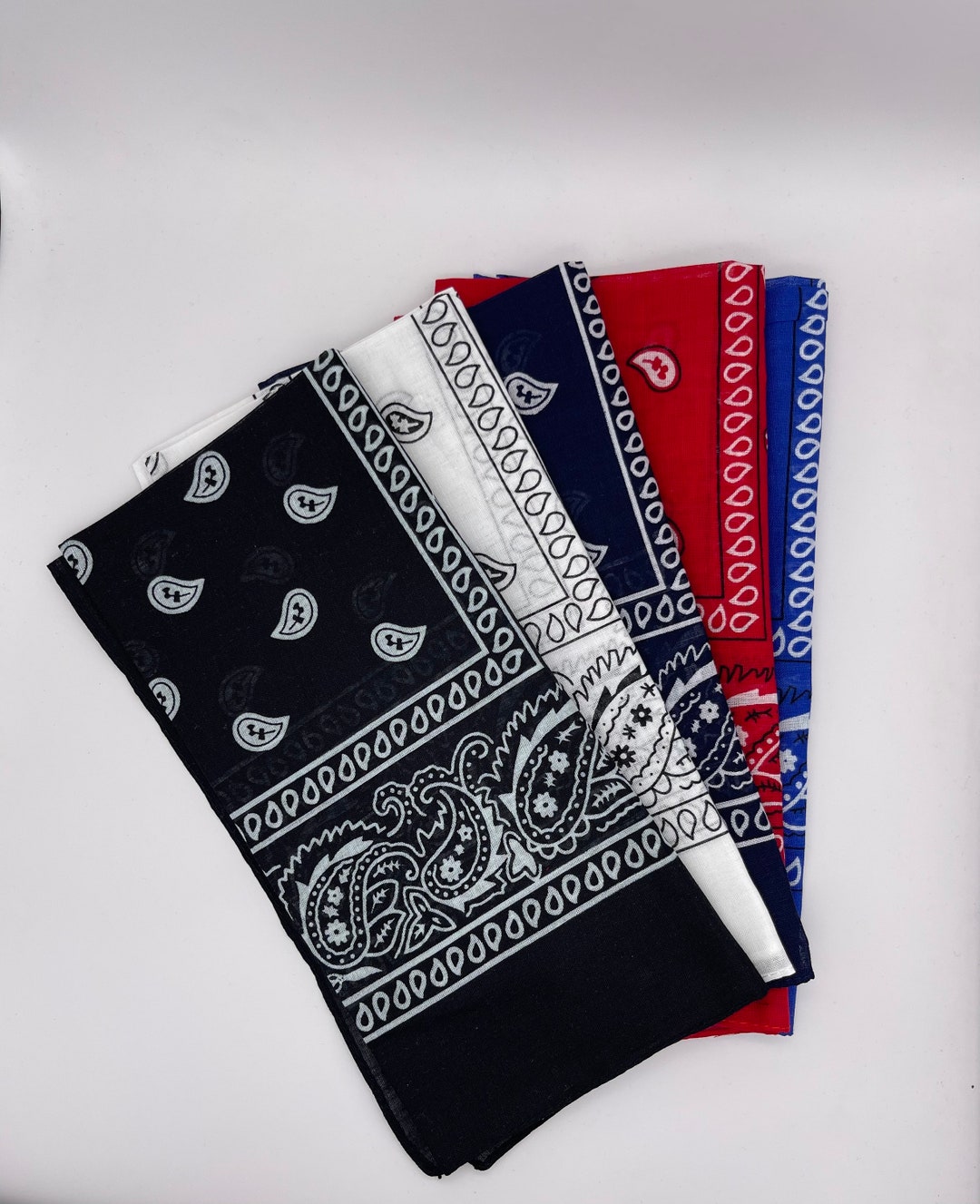 10 Pack Bandana 100% Cotton Western Paisley Bandanas Red Navy Blue ...