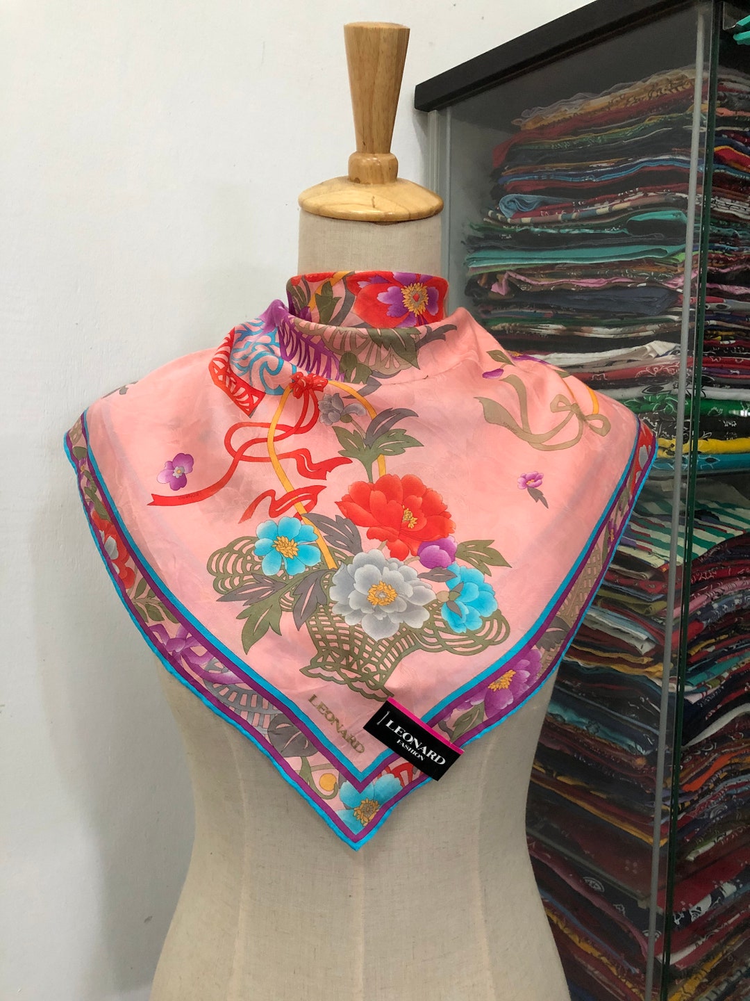 Vintage Leonard Silk Scarf, Vintage Scarf, Twill Silk Scarf, Summer ...