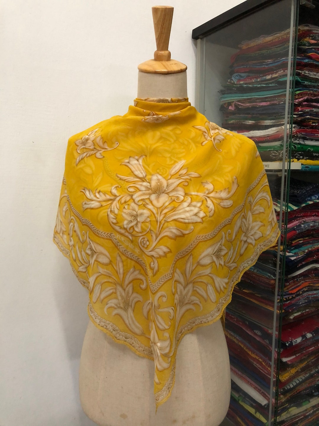 Vintage Yukisaburo Watanabe Scarf, Vintage Silk Muffler, Vintage Neck ...